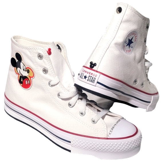 Converse | Shoes | Womens White Chuck Taylor Platforms Customized With ...